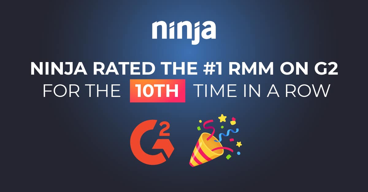 NinjaOne è stato classificato come l'RMM numero 1 su G2 per la decima ...
