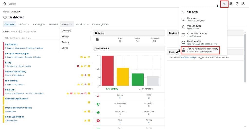 Health Monitor Network | NinjaOne