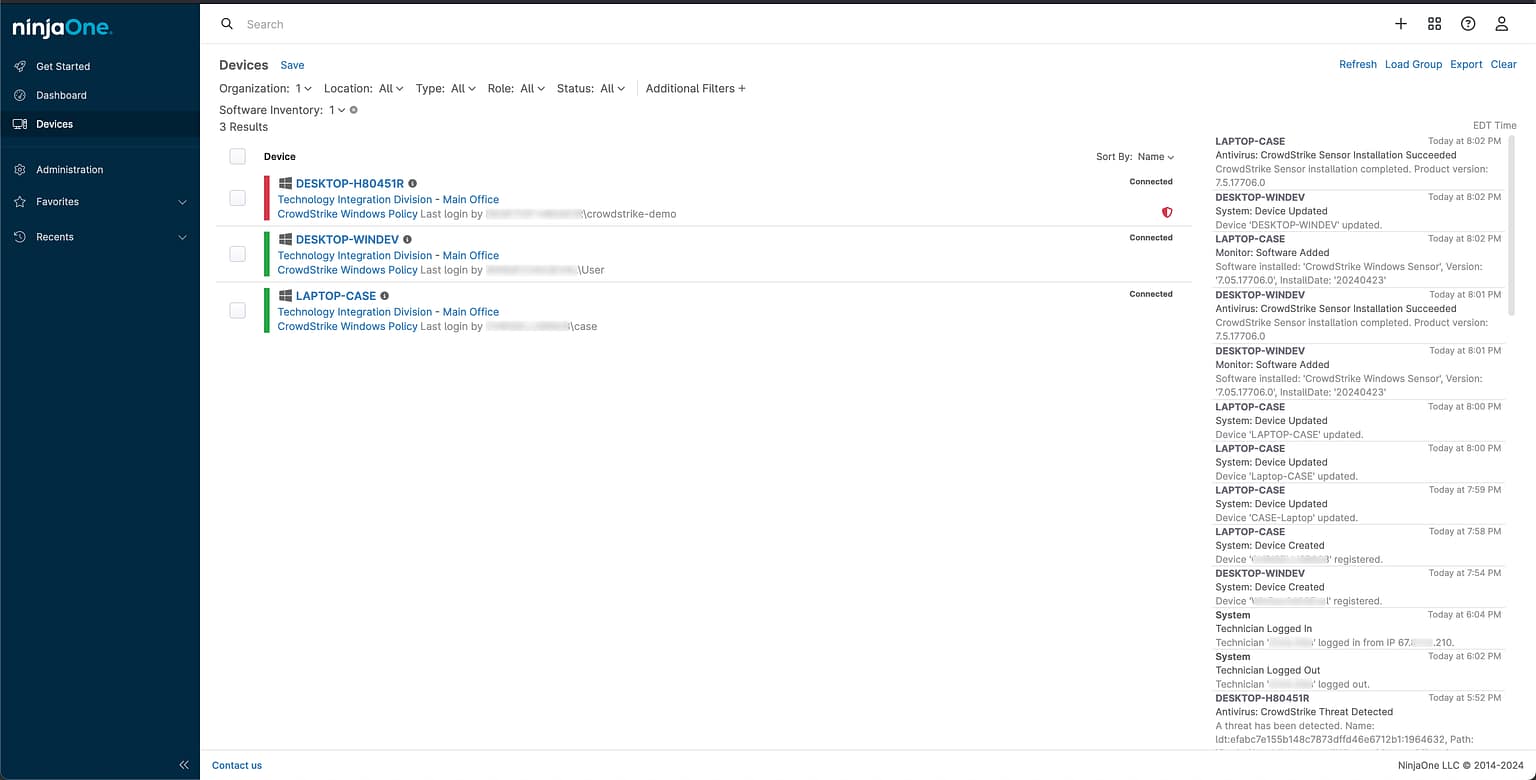 NinjaOne + CrowdStrike Falcon Integration - NinjaOne