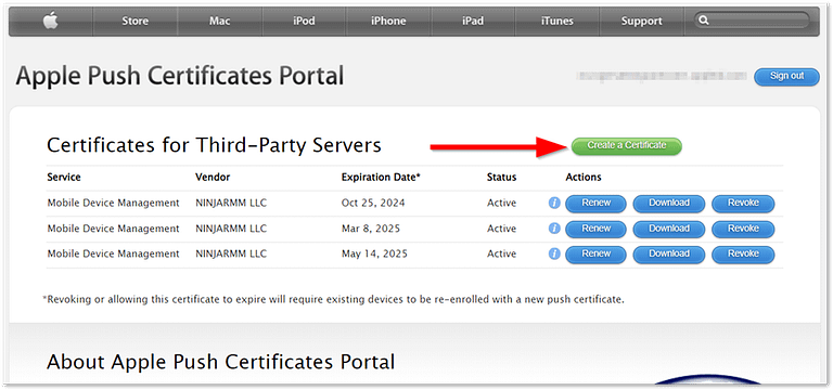 APNs Certificate for iOS MDM | NinjaOne