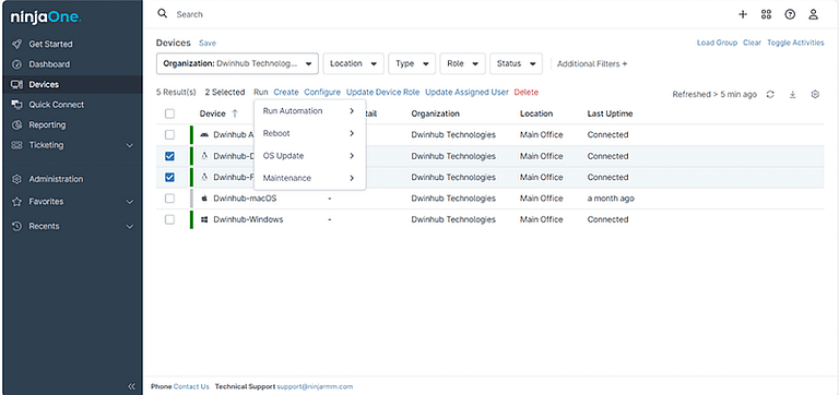 Bulk Actions | NinjaOne