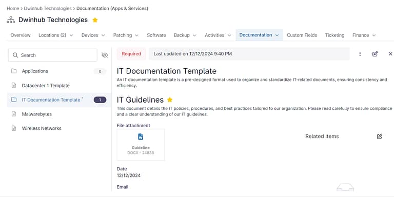 Customizable Templates for Documenting Assets | NinjaOne