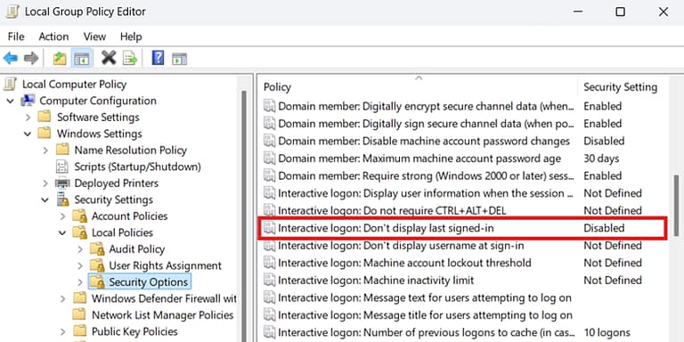 Enable or Disable Don't Display Last Signed-in in Windows 11 | NinjaOne