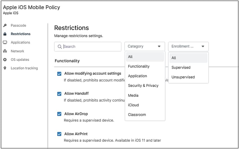 iOS Policy | NinjaOne