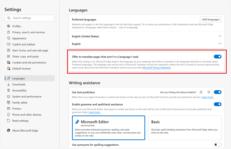 Enable or Disable Pop-Up Translation in Microsoft Edge | NinjaOne