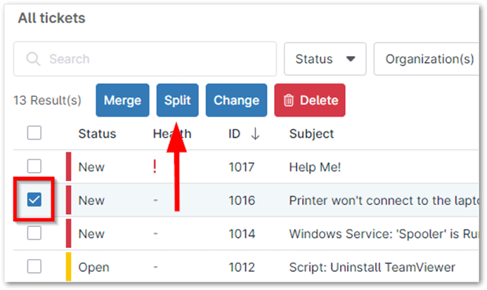 Ticket Splitting - NinjaOne