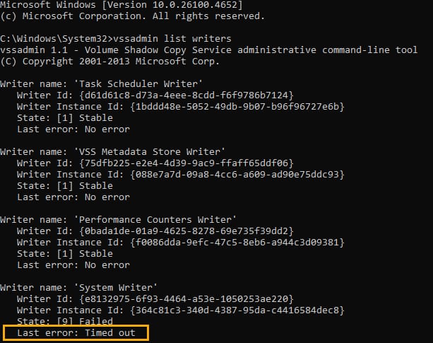 NinjaOne Device Backup: Unstable VSS Writer Alerts - NinjaOne