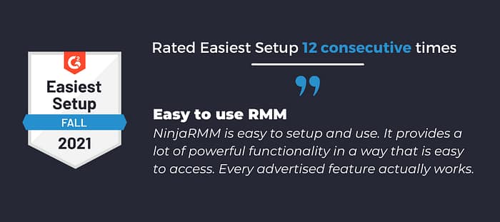Ninja Best RMM Software on G2 for 10th Time in Row